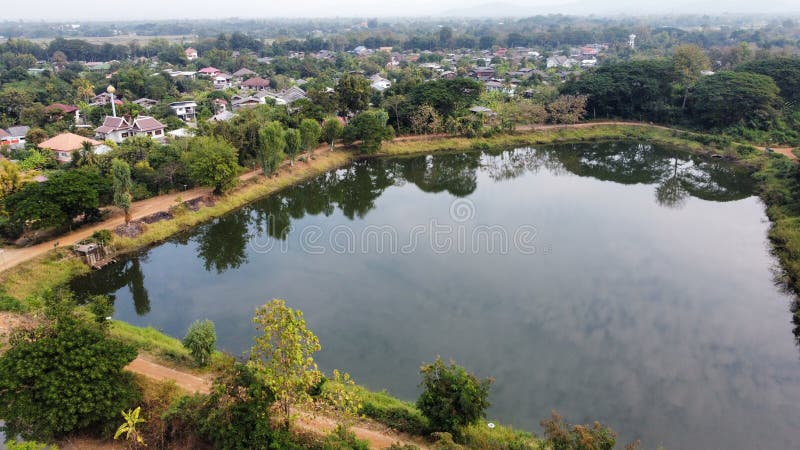 Panoramic View of Small Reservoir Stock Image - Image of scenic ...