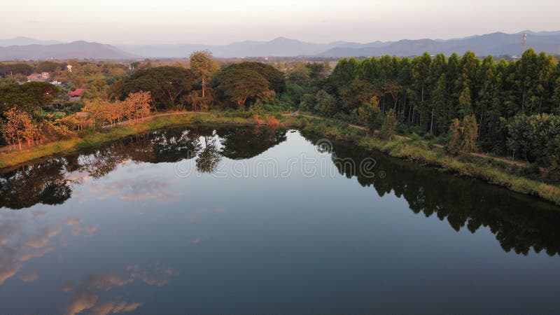 Panoramic View of Small Reservoir Stock Image - Image of outdoors ...