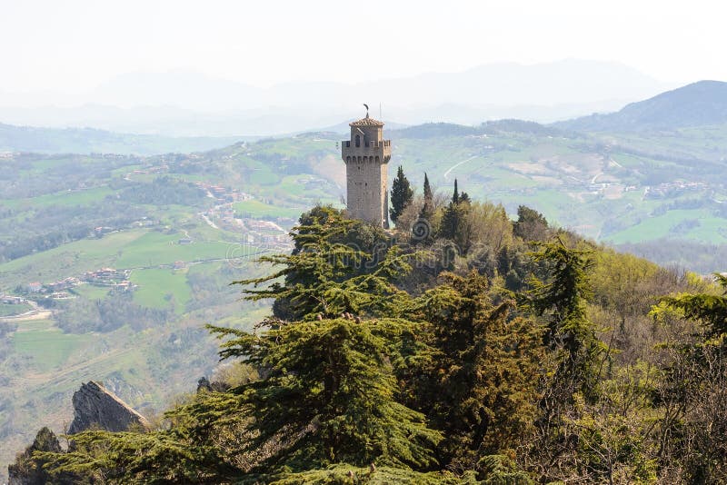 Panoramic View of a Small Tower Montale from the Fortress Guaita Stock ...