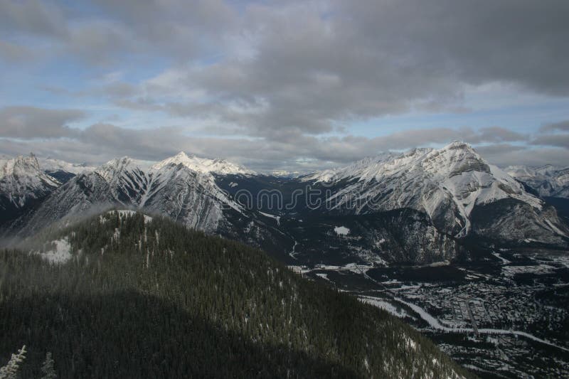Panoramic View of Snow-capped Mountains in Banff. Stock Image - Image ...