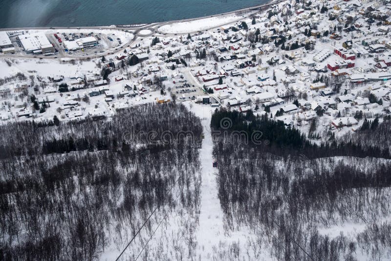 Panoramic View of the Snow Covered City of Tromso, Norway Stock Photo ...