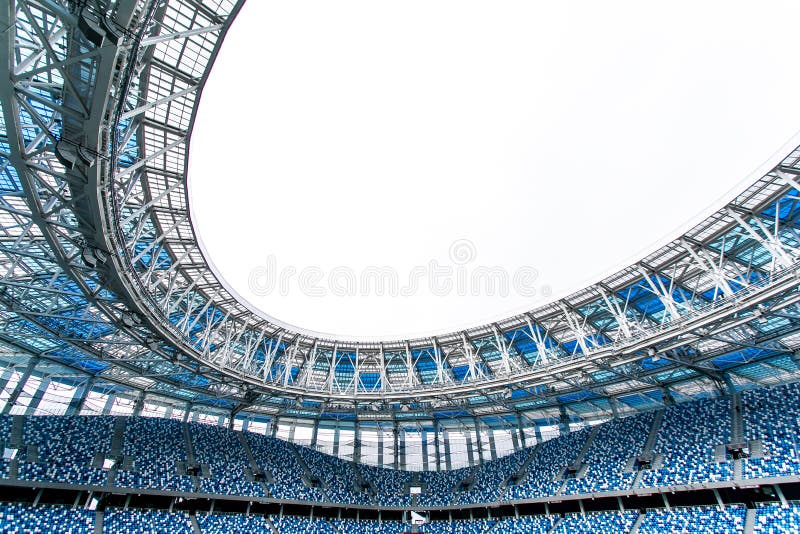 Panoramic View of Soccer Field Stadium and Stadium Seats Stock Image ...
