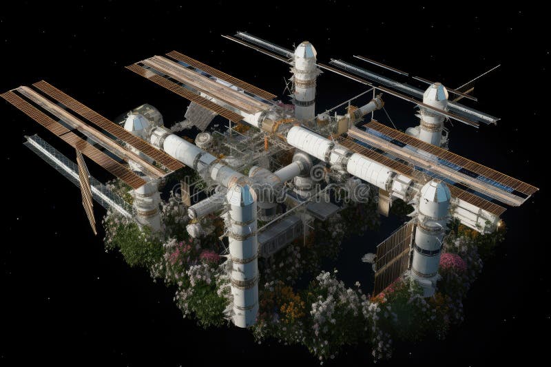 A Panoramic View of a Space Station, with Modules Connected by Walkways ...