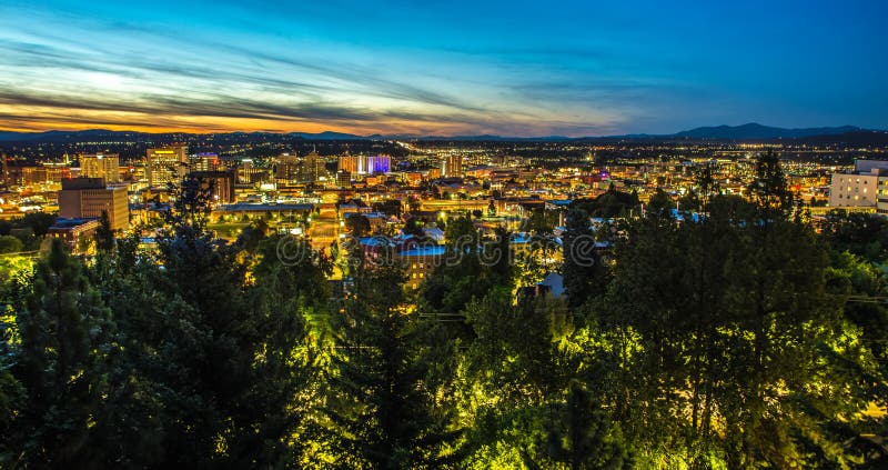 Panoramic View Spokane Washington Downtown City Skyline Editorial ...