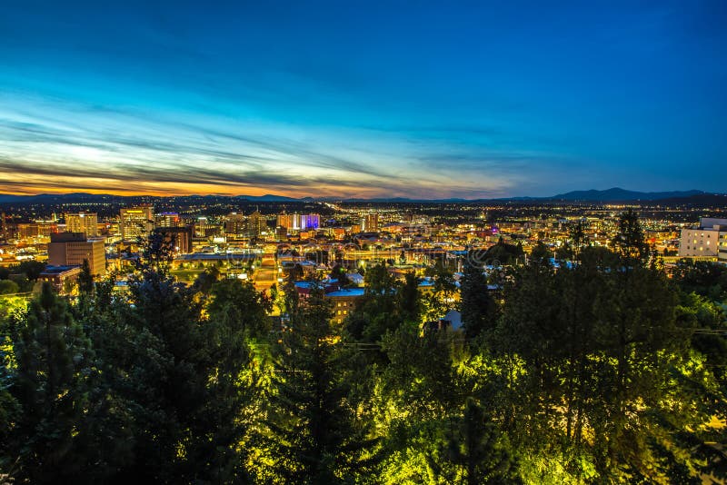 Landscape View Over Spokane City Washington at Sunset Editorial Image ...