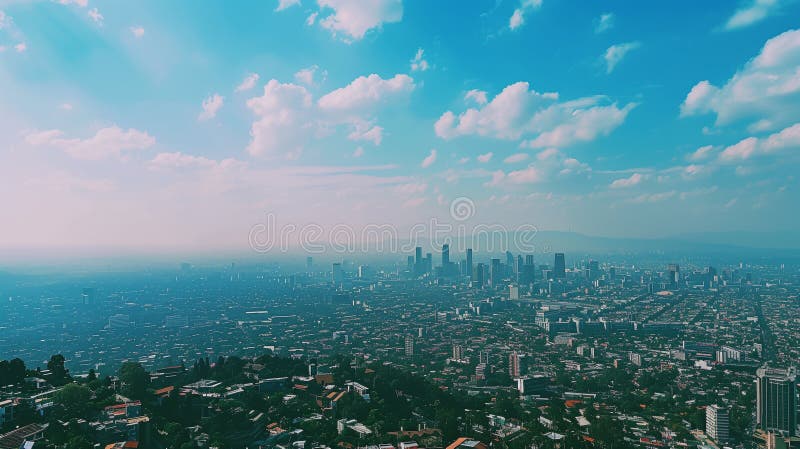 Panoramic View of a Sprawling Urban Landscape Stock Illustration ...