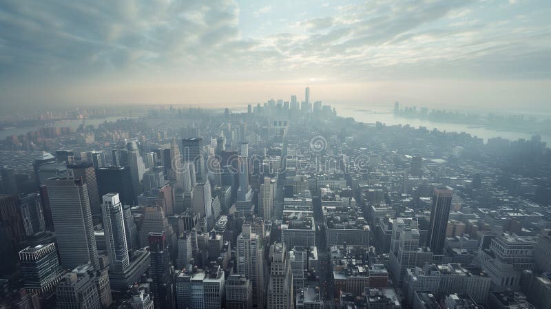 Panoramic View of a Sprawling Urban Landscape Stock Illustration ...