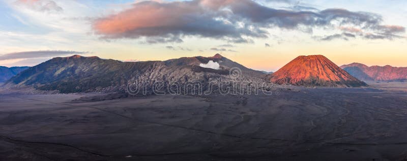 Panoramic View of Sunrise in Mount Bromo, Indonesia Stock Photo - Image ...