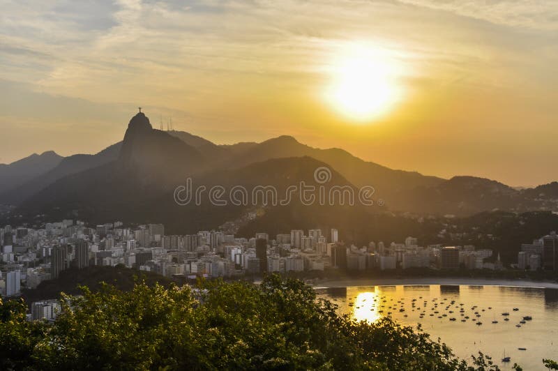 Panoramic View at Sunset in Rio De Janeiro, Brazil Stock Image - Image ...