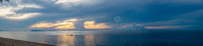 Panoramic View of Sunset Sea Stock Image - Image of calm, nature: 132362863