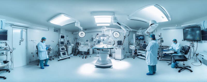 Wide-angle View of a Surgical Team Operating with Advanced Robotic ...