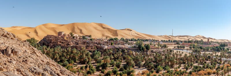 Panoramic View of Taghit, Bechar in Algeria Sahara Desert. Stock Photo ...