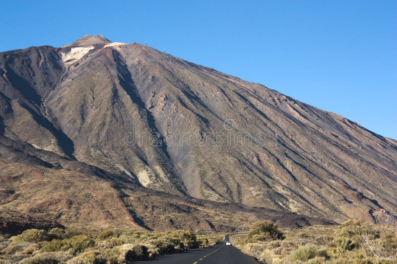 Panoramic View of the Teide Peak Next To a Road Stock Photo - Image of ...