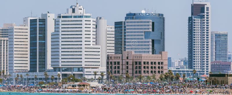 Panoramic View of Tel Aviv Coast. Mediterranean Sea Editorial ...