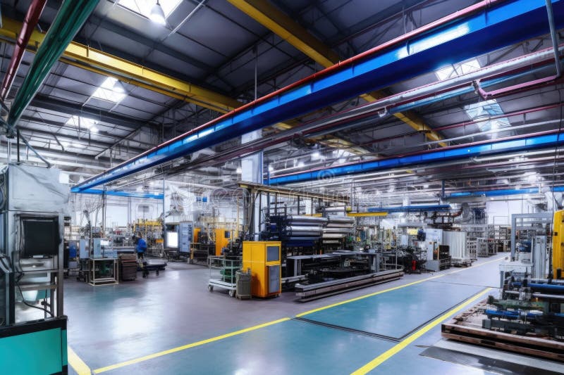 Panoramic View of Television Production Factory Stock Image - Image of ...