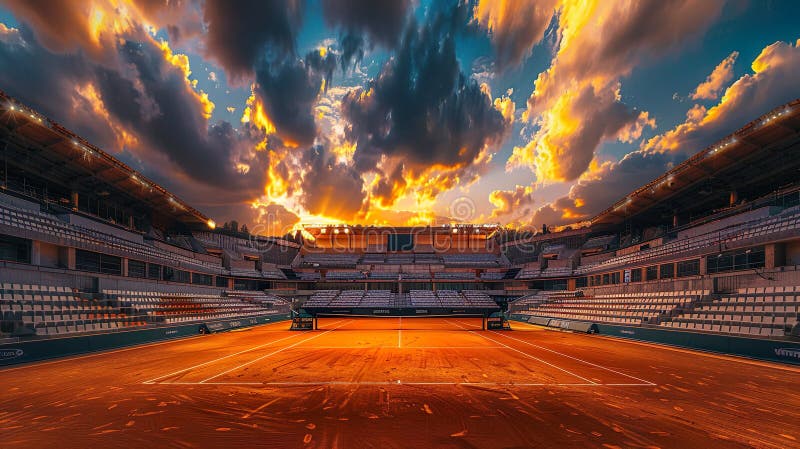Panoramic View of Tennis Stadium at Sunset with Dramatic Sky Stock ...