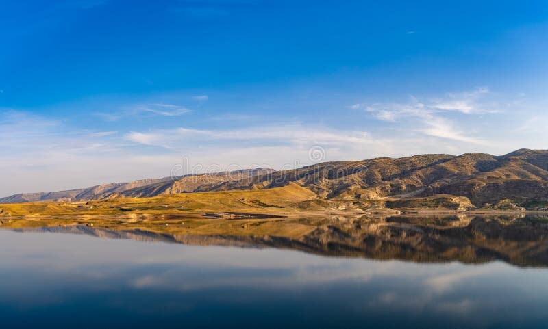 Panoramic View of the Tigris River. Reflection of the Mountains in the ...