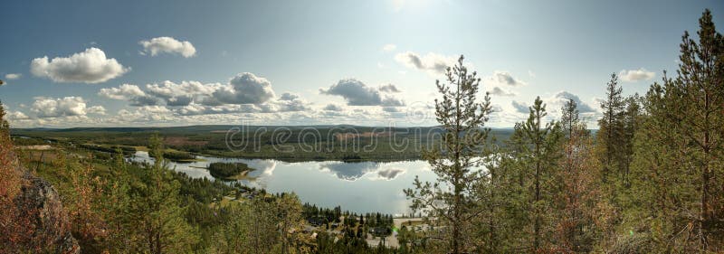 Panoramic View from Tjarnstanberget Near Mala in Northern Sweden Stock ...