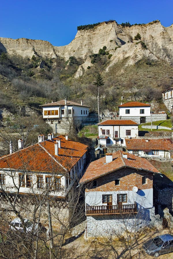 Panoramic View To Ancient Melnik Town, Bulgaria Stock Image - Image of ...