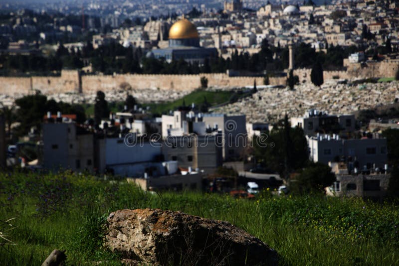 Jerusalem Temple Mount View from Mount of Olives Stock Image - Image of ...