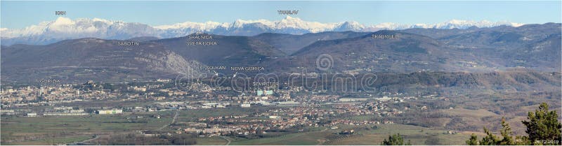 Panoramic View To Julian Alps from Karst Stock Image - Image of ...