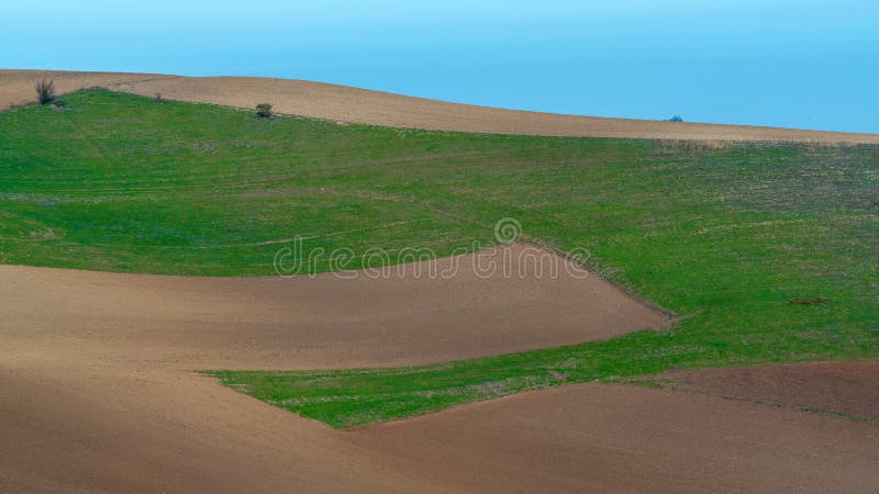 Panoramic View To Plowed Farm Field Stock Image - Image of earth ...