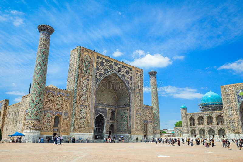 Panoramic View To the Registan Square Under the Sunlight in Samarkand ...