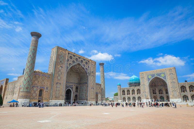 Panoramic View To the Registan Square Under the Sunlight in Samarkand ...