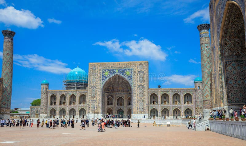 Panoramic View To the Registan Square Under the Sunlight in Samarkand ...