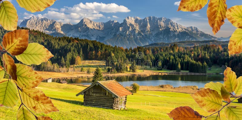 Panoramic View To Rural Landscape with Mountain Range and Lake at ...