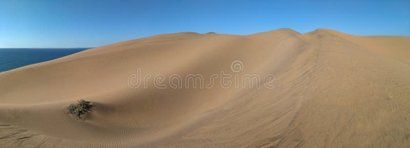 Panoramic View To Sand Dunes and Ocean Behind Them Stock Image - Image ...