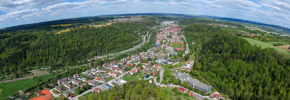 Panoramic View To Sulz Germany Stock Image - Image of village, houses ...