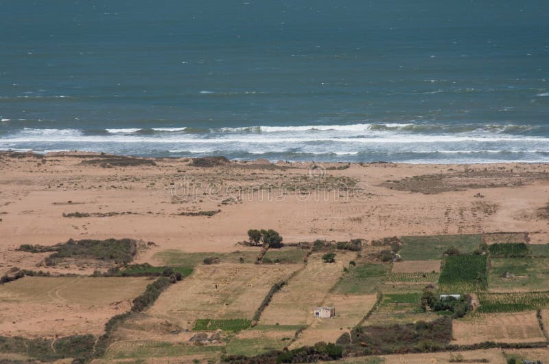 Panoramic View To Waves on Atlantic Ocean Coastline in Morocco Stock ...