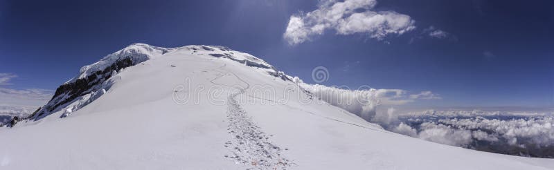 Panoramic View of the Top of the Cayambe Volcano in Ecuador Stock Image ...