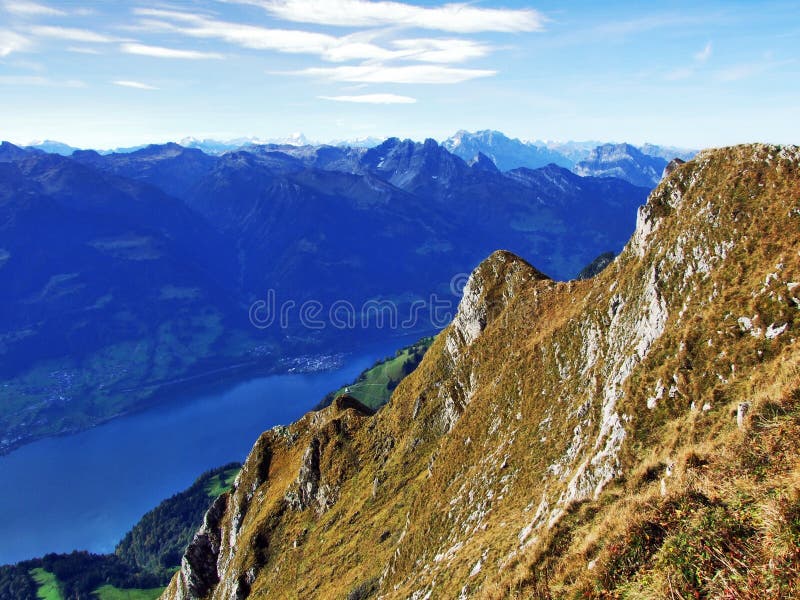 Panoramic View from the Top of Selun in the Churfirsten Mountain Range ...