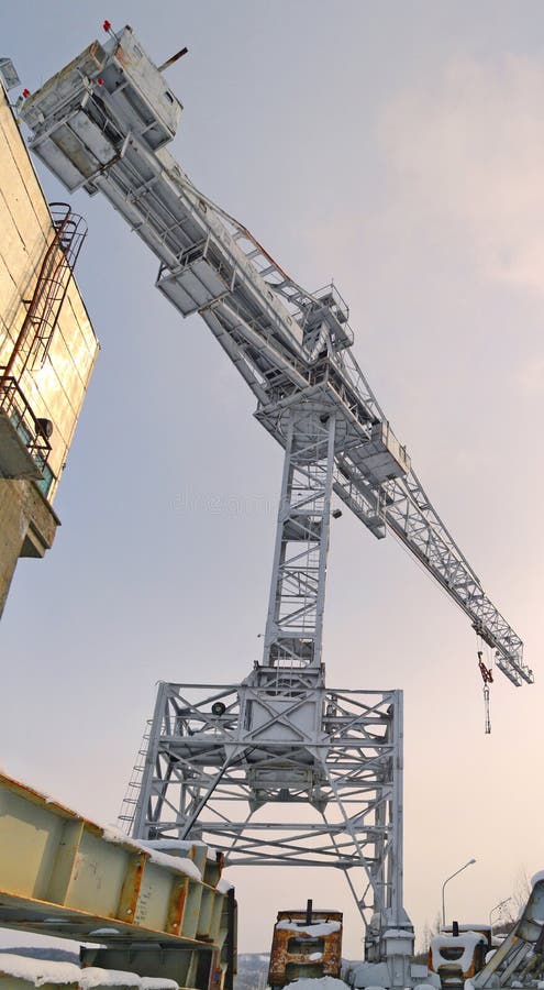Panoramic View of the Top of the Tower Crane for Hydraulic Engineering ...