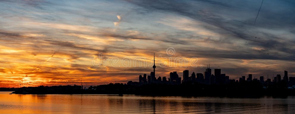 Panoramic View Toronto Downtown Skyline at Sunset Editorial Stock Photo ...