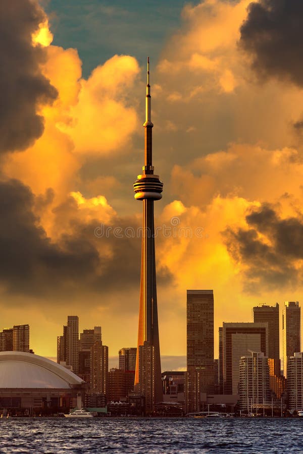 Toronto and CN Tower at Sunset, Canada Stock Photo - Image of office ...
