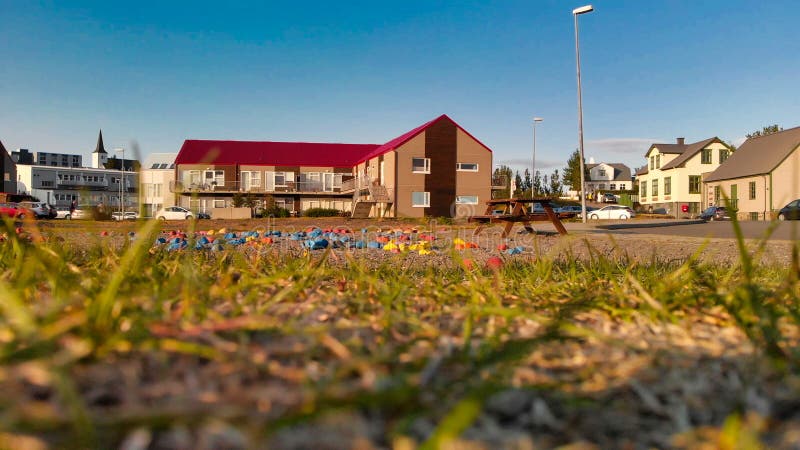 Panoramic View of Town Borgarnes in South-Western Iceland from a Drone ...