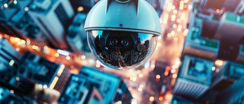 Panoramic View of a Town Every Street Covered with CCTV Ensuring Safety ...