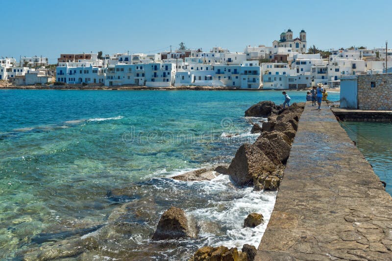 Panoramic View of Town of Naoussa, Paros Island, Greece Stock Photo ...