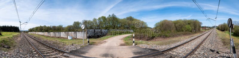 Panoramic View of the Train Track Passing through a Passive Level ...