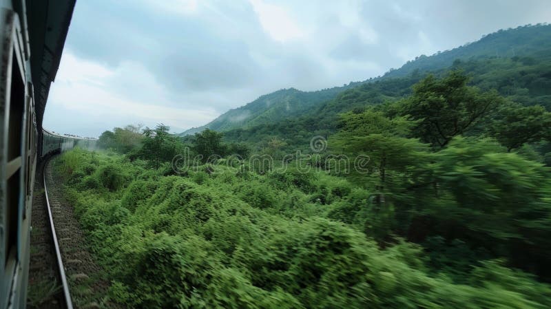 The Panoramic View from the Train Window Was Filled with the Lush ...