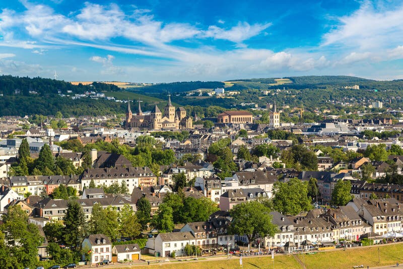 Panoramic view of Trier stock image. Image of nature - 186559479