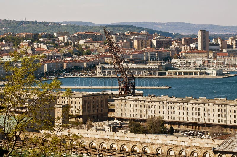 Panoramic View Trieste Harbor Stock Image - Image of glimmer, panorama ...