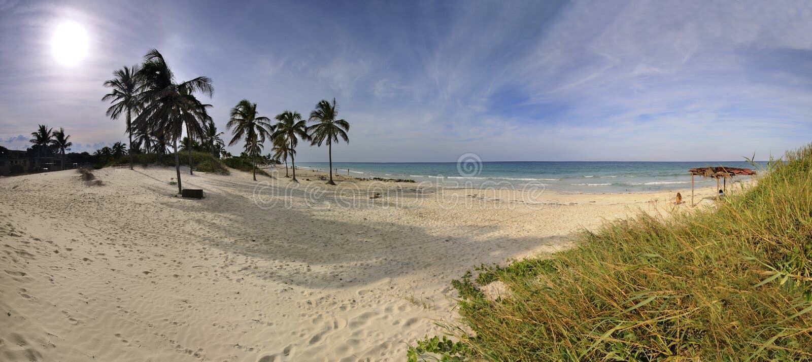 Panoramic view of beach stock photo. Image of cabana, sandy - 4136238