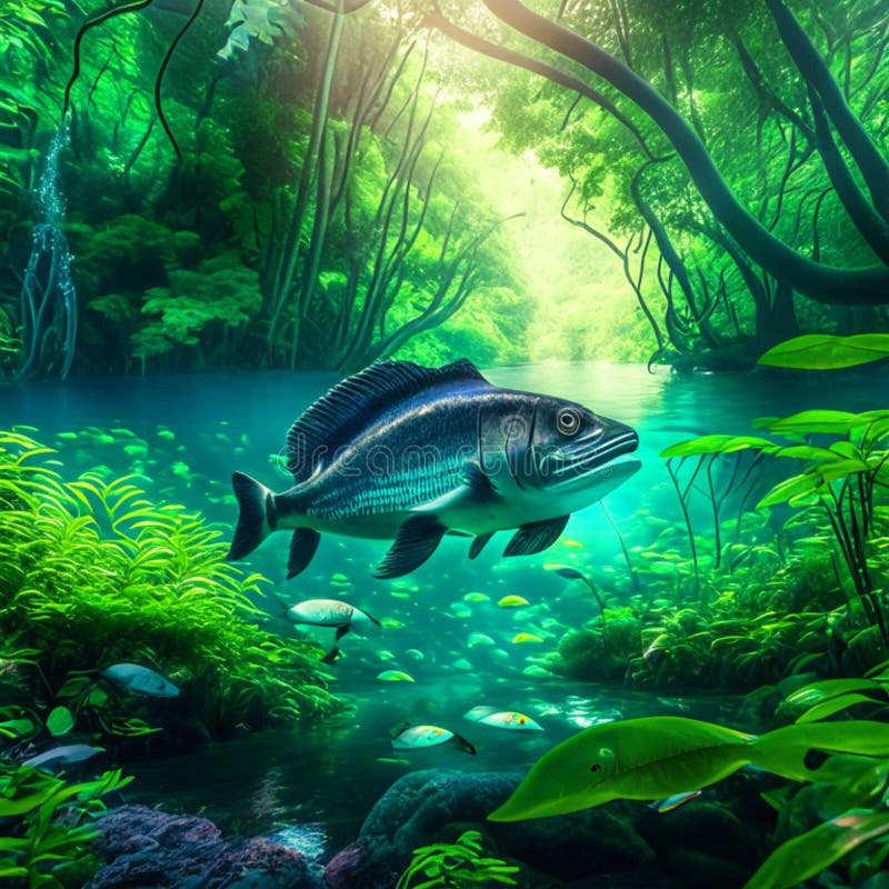 Panoramic View of a Tropical Fish in the Amazon Rainforest Generative ...