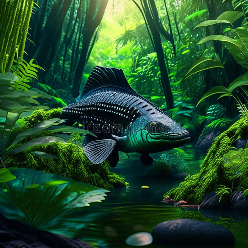 Panoramic View of a Tropical Fish in the Amazon Rainforest Generative ...