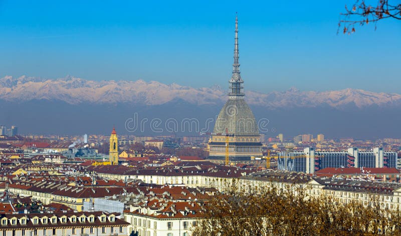 Turin City view from above stock image. Image of interactive - 120016115