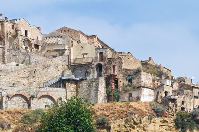 Panoramic View of Tursi. Basilicata. Italy. Stock Image - Image of blue ...